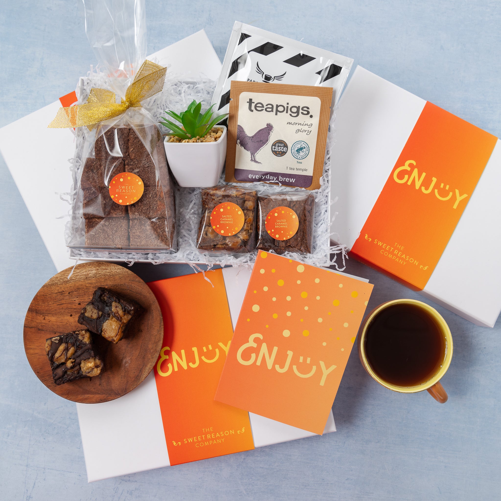 'Enjoy :)' Marshmallows, Brownies, Plant, Tea & Coffee – The Sweet ...