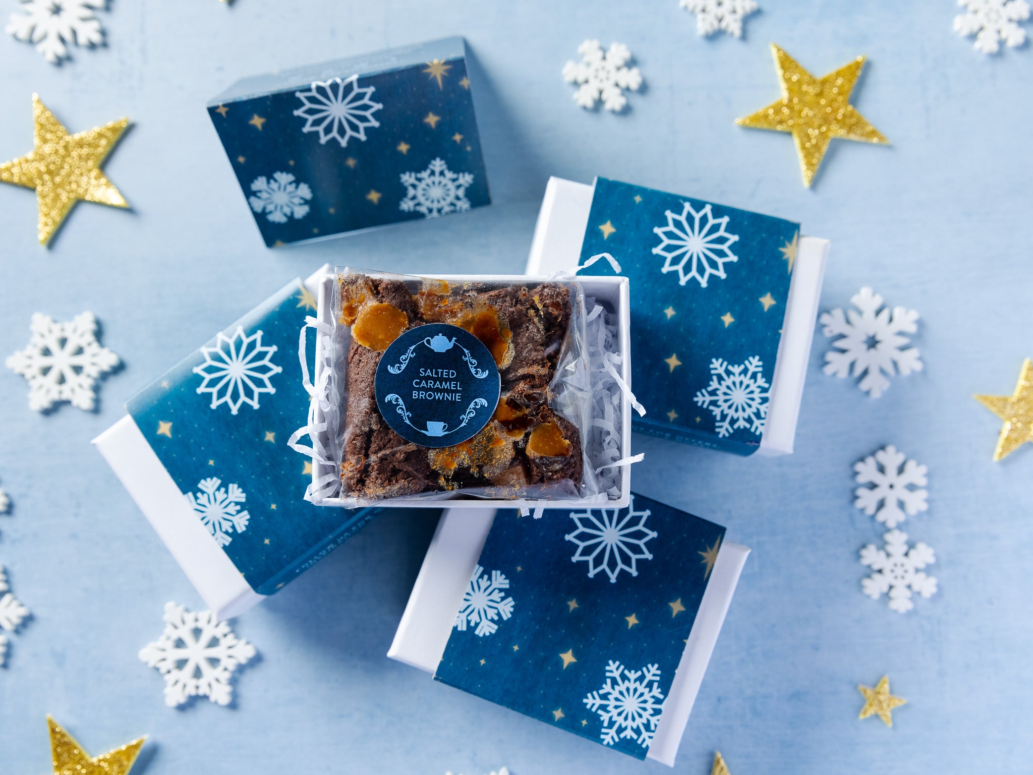 'Snowflakes' Mini Salted Caramel Brownie – The Sweet Reason Company